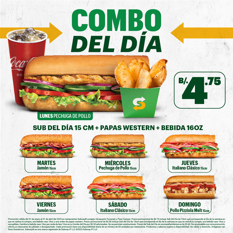 COMBO DEL DIA | Promociones | Subway Panamá
